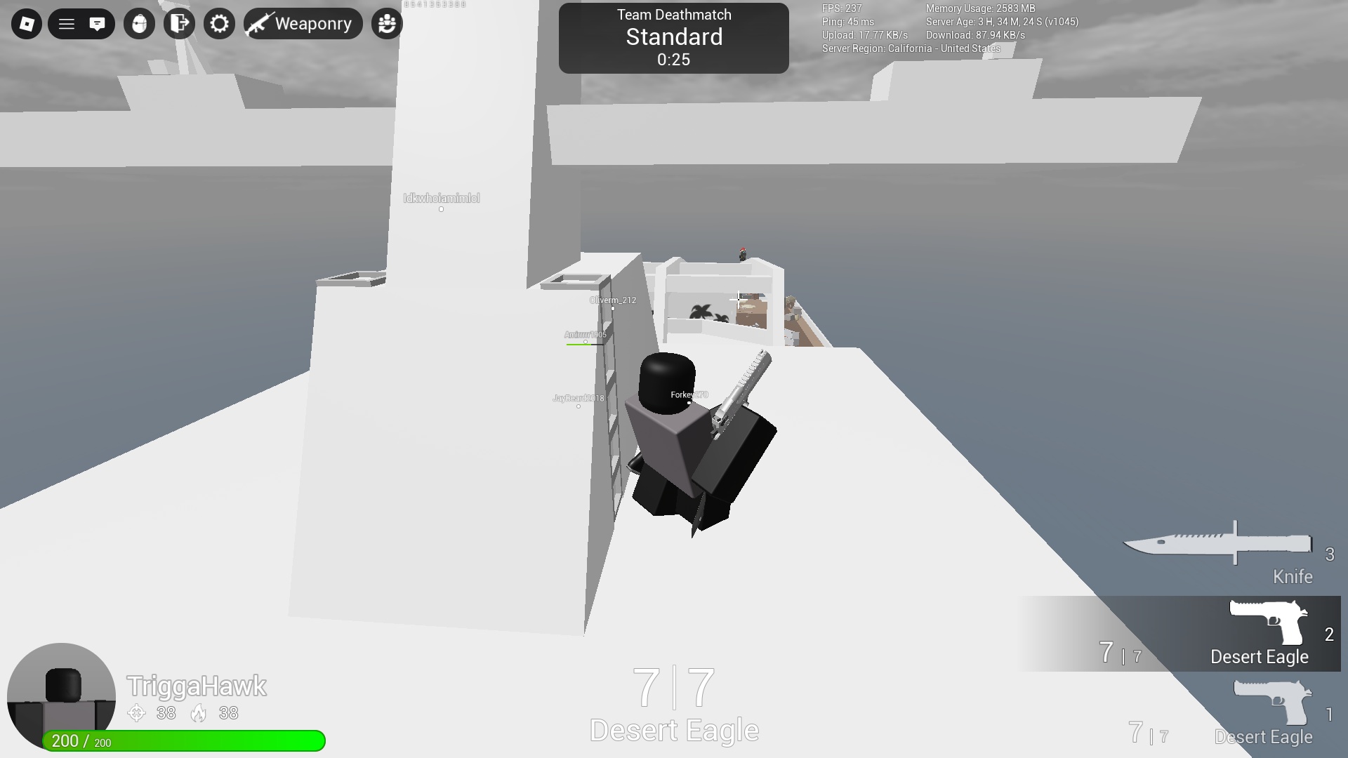 Weaponry Labeled Object Detection Dataset by Roblox Modeling