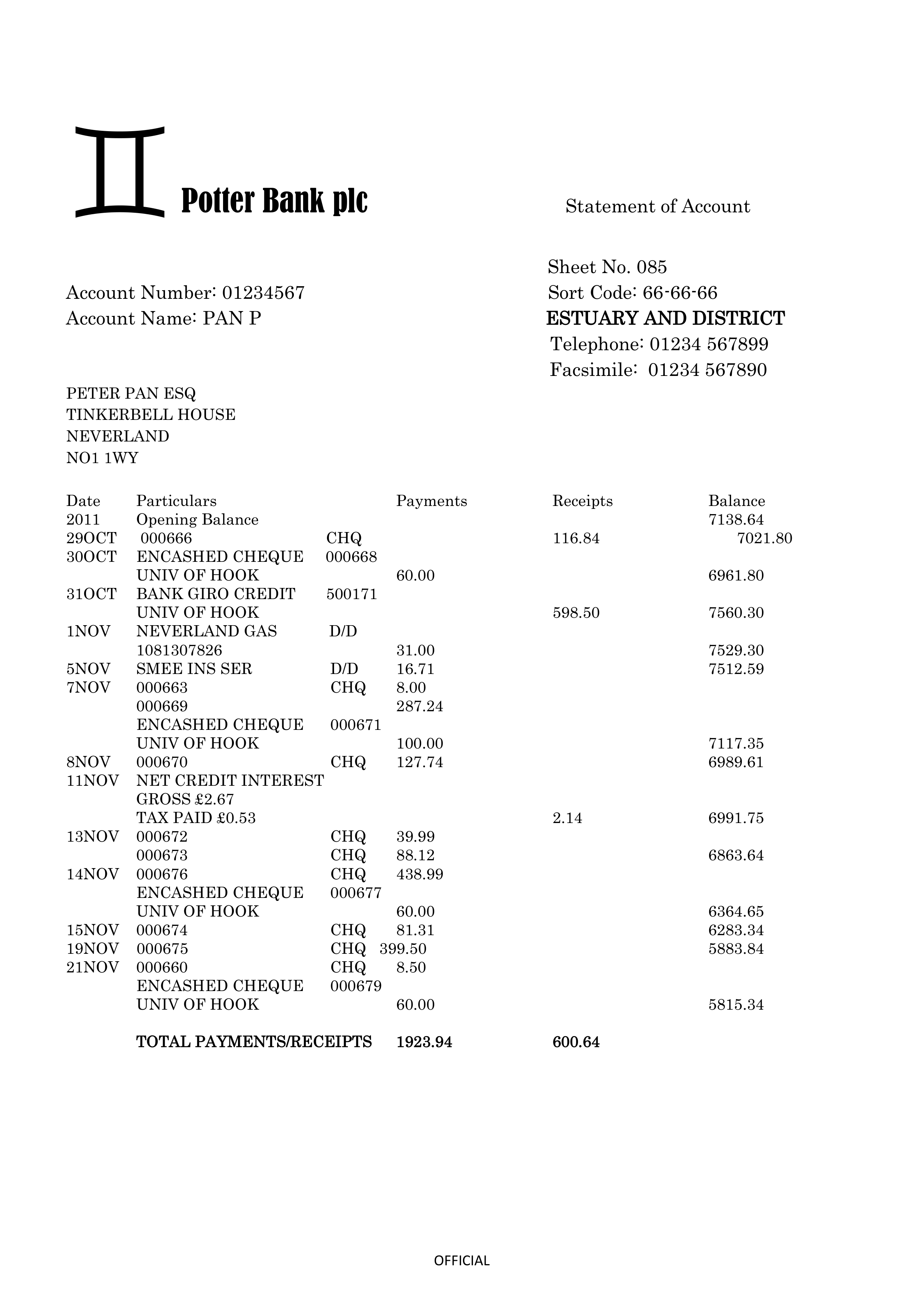 Example Bank Statements Object Detection Dataset by Chris Bromley