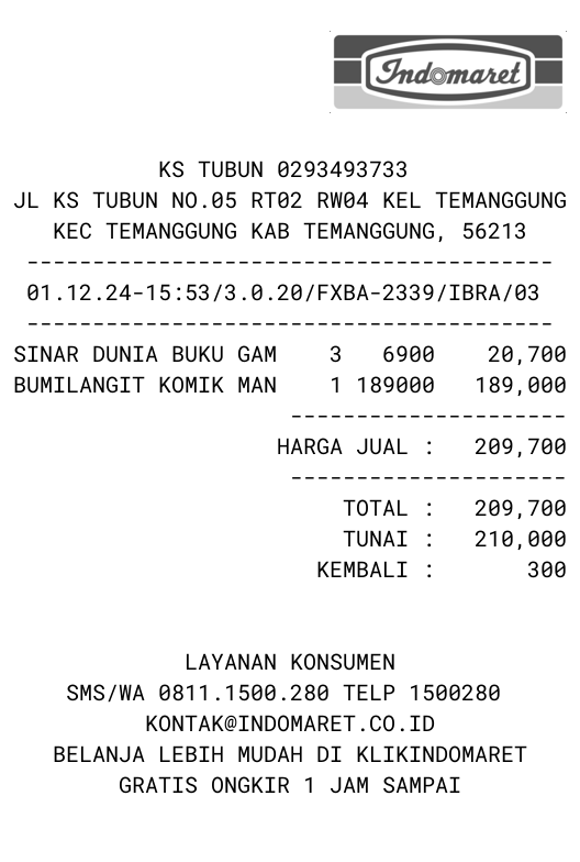 Receipt Indomaret Object Detection Model by Jupar