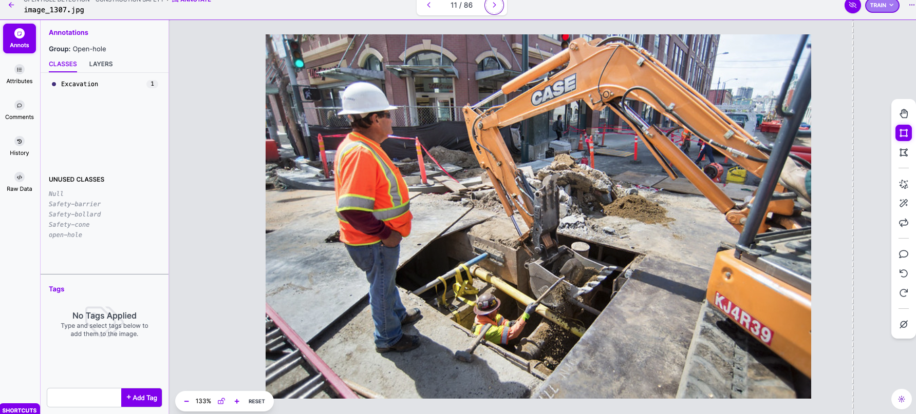 Construction Safety - Open hole / Excavation Detection Object Detection ...