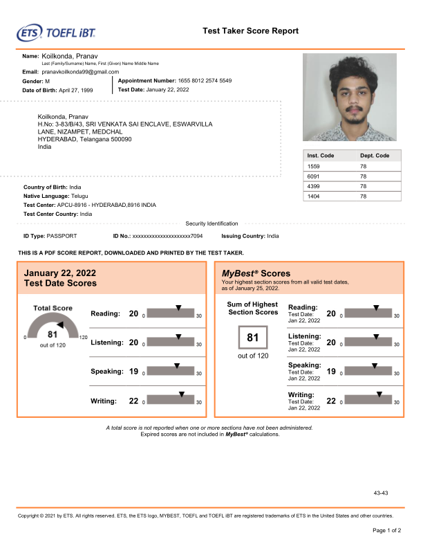 TOFEL best score detection Object Detection Dataset by Avantao UK