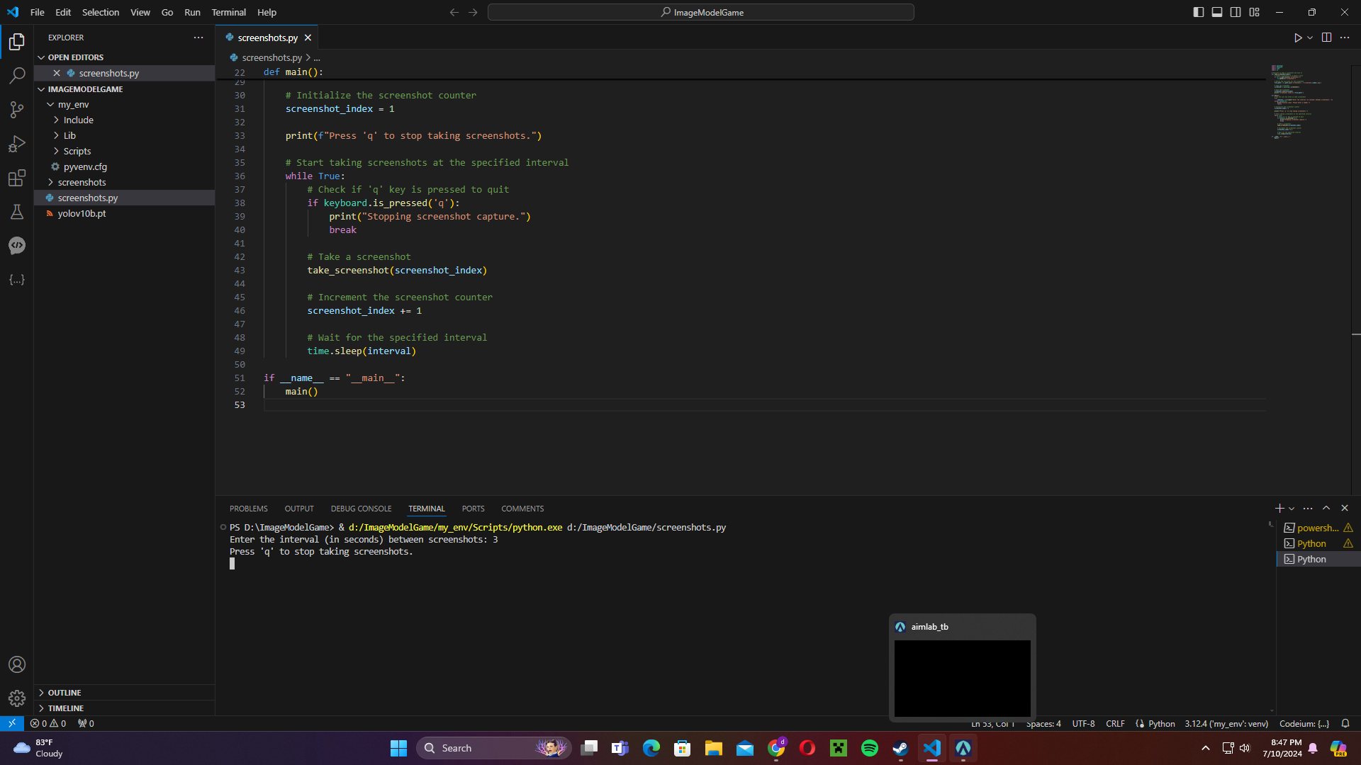 Aimlab Object Detection Model (v1, 2024-07-10 2:05pm) by Imagemodelaimlab